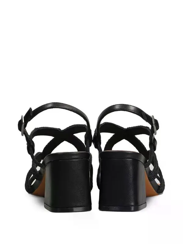 BIBI LOU Woven Strap Block Heel Sandals - Black