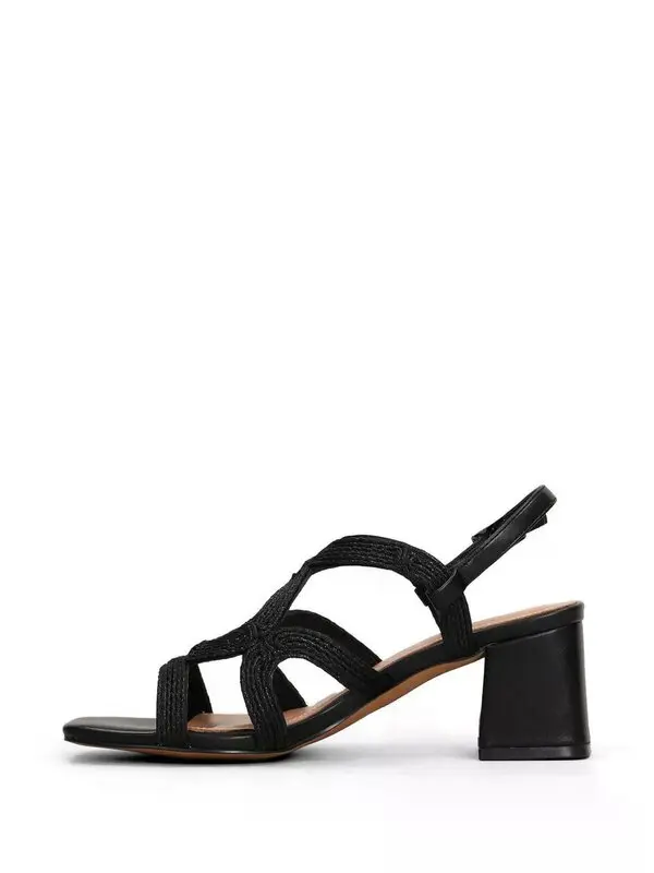 BIBI LOU Woven Strap Block Heel Sandals - Black