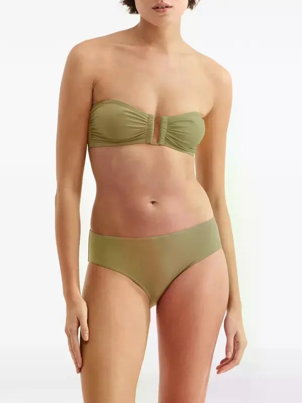 ERES Bandeau Ruched Bikini Top With Metal Detail - Green