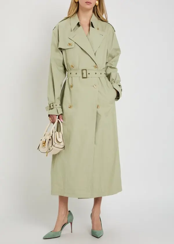Ronny Kobo Cotton-blend Poplin Trench Coat - Light Green