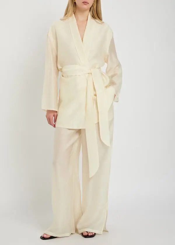 SOLAQUA Giulia Embroidered Wide-leg Trousers