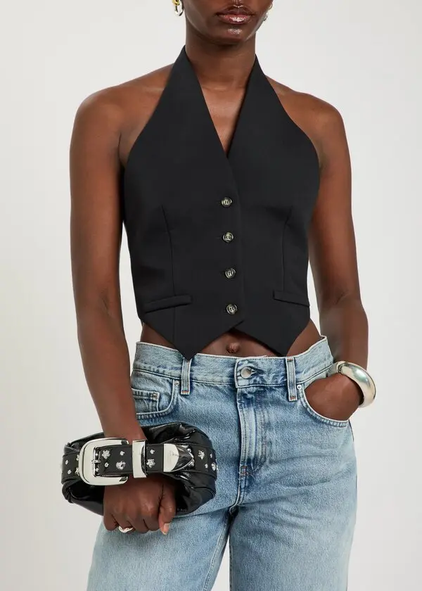 Marc Jacobs The Party Studded Glossed Leather Top Handle Bag