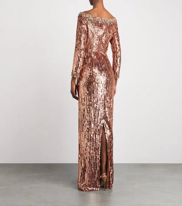 Jenny Packham Embellished Sequined Gown