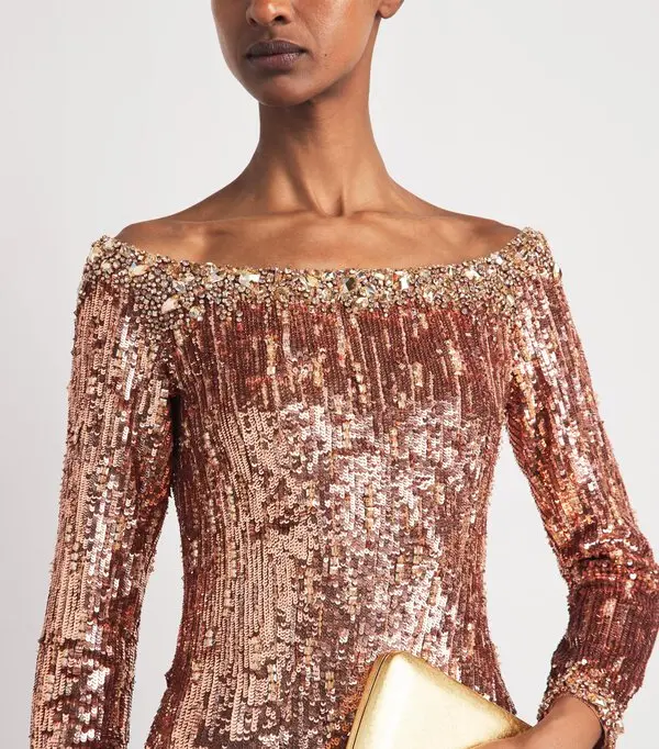 Jenny Packham Embellished Sequined Gown