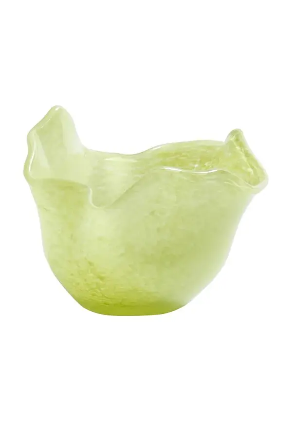 The Favorites Wavy Bowl Glass Tealight Holder - Green