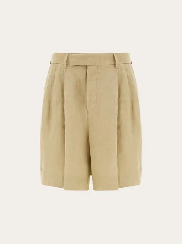 FERRAGAMO Linen Bermuda Shorts