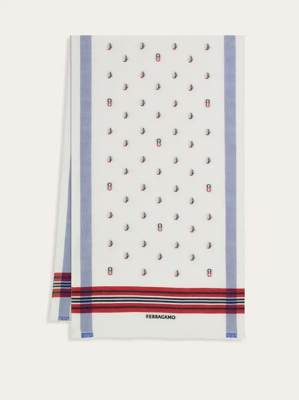 FERRAGAMO Jacquard Scarf - White
