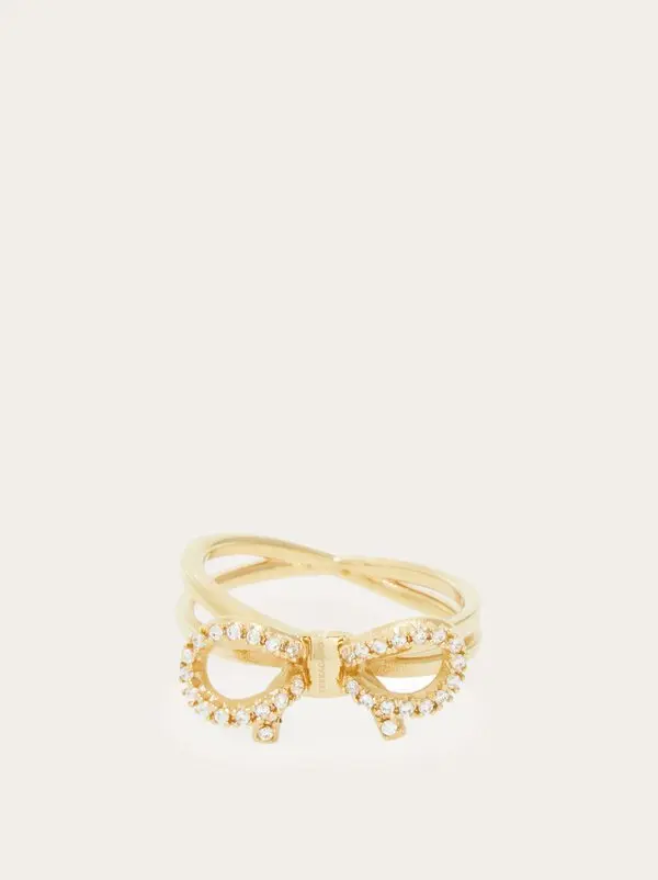FERRAGAMO Vara Bow Ring With Pavé Crystals - Gold