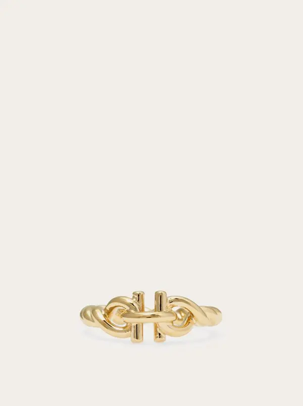 FERRAGAMO Gancini Twisted Ring In Tone Brass - Gold