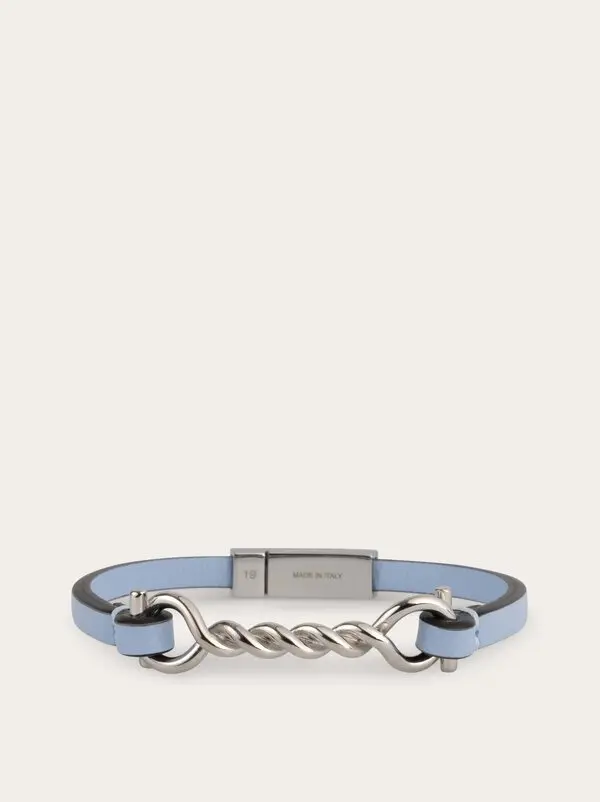 FERRAGAMO Gancini Twisted Link Leather Bracelet - Blue