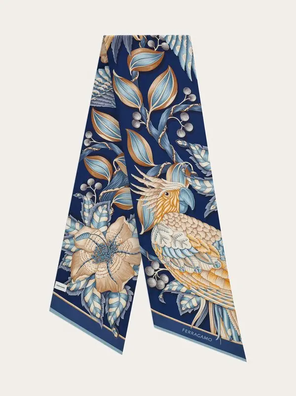 FERRAGAMO Parrots Print Silk Bandeau - Blue