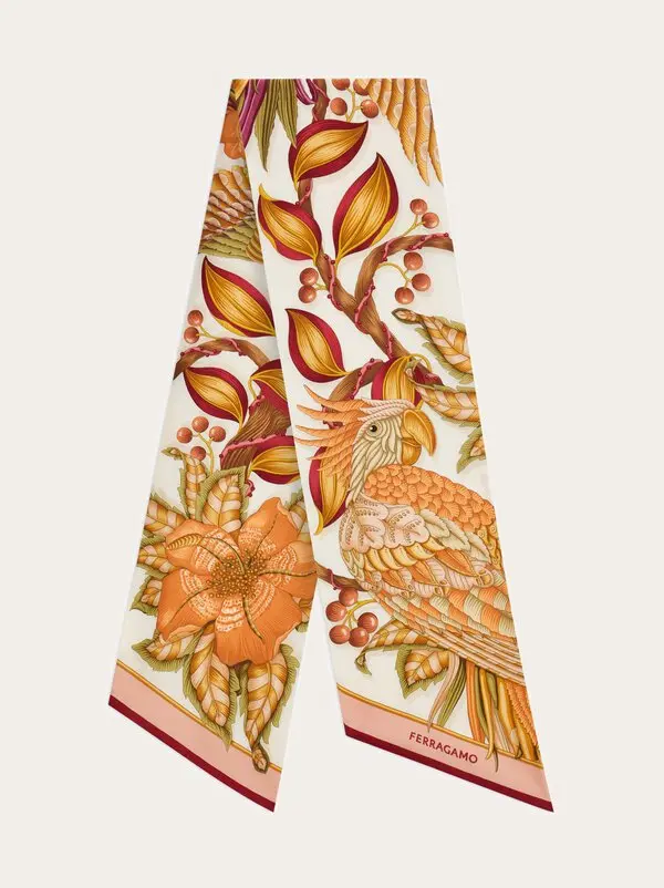 FERRAGAMO Parrots Print Silk Bandeau - Orange