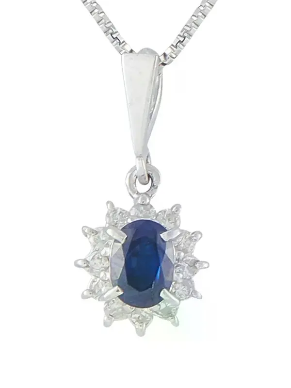 LB EXCLUSIVE Platinum Sapphire And Diamond Halo Necklace - Silver