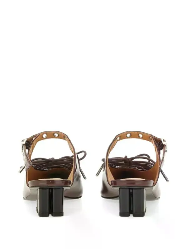 GANNI Lace-up Eyelet Embellished Mules - Red