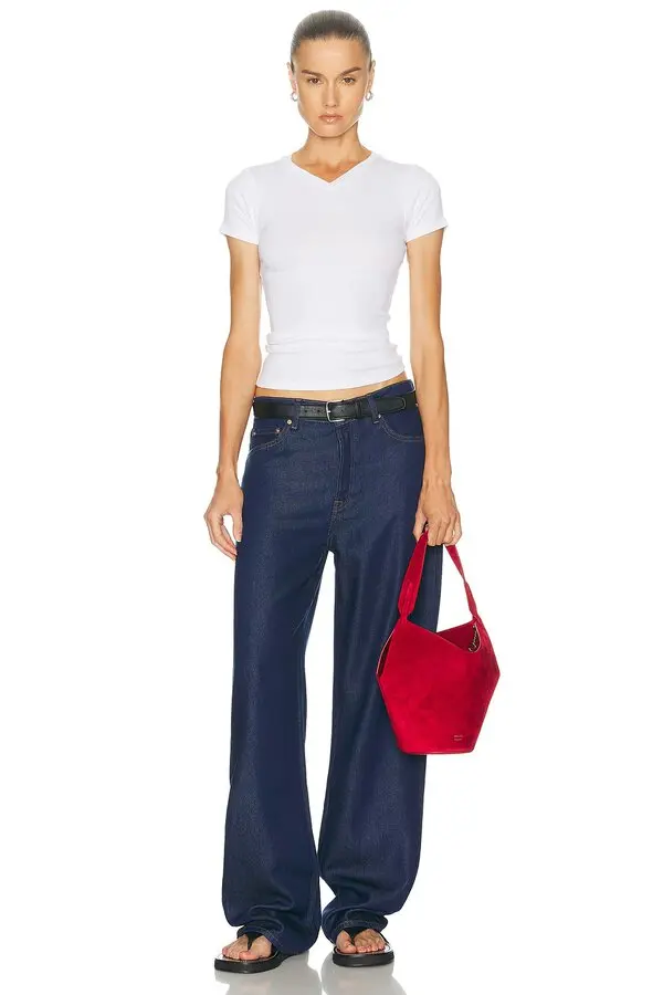 GRLFRND V-neck Slim Fit Ribbed Jersey Tee