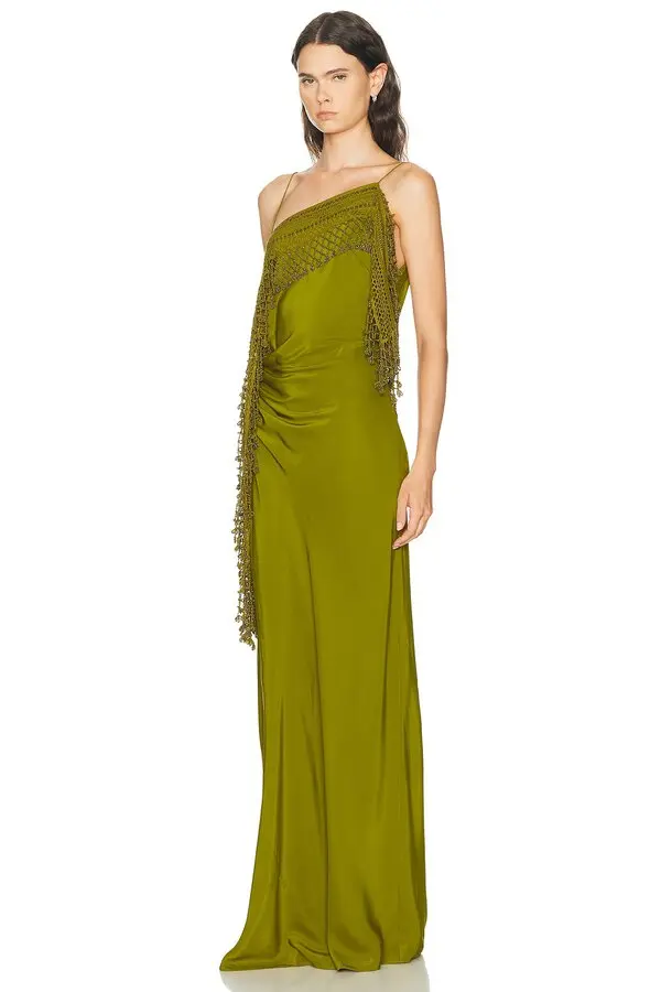 Christopher Esber Droplet Bead Crochet Trimmed Cami Dress