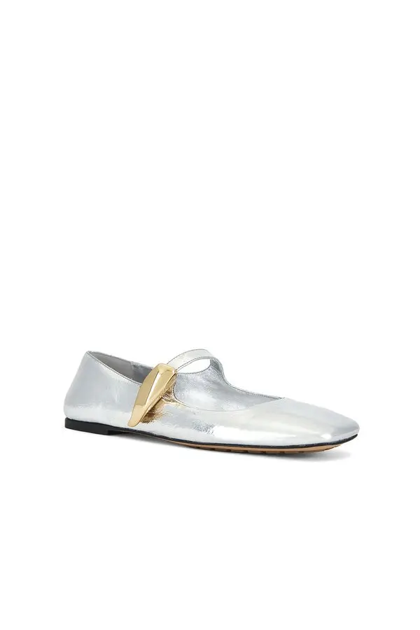 Bottega Veneta Lucy Ballerina Flat In Metallic