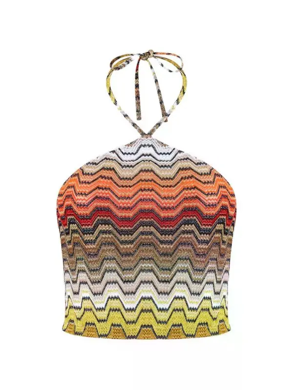 Missoni Halterneck Chevron-pattern Cropped Top
