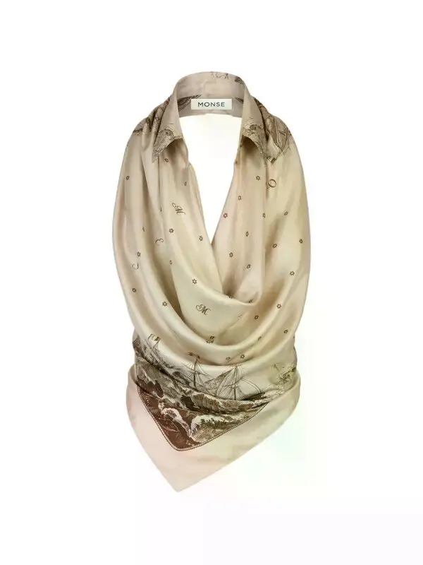 Monse Printed Halterneck Blouse - Neutrals