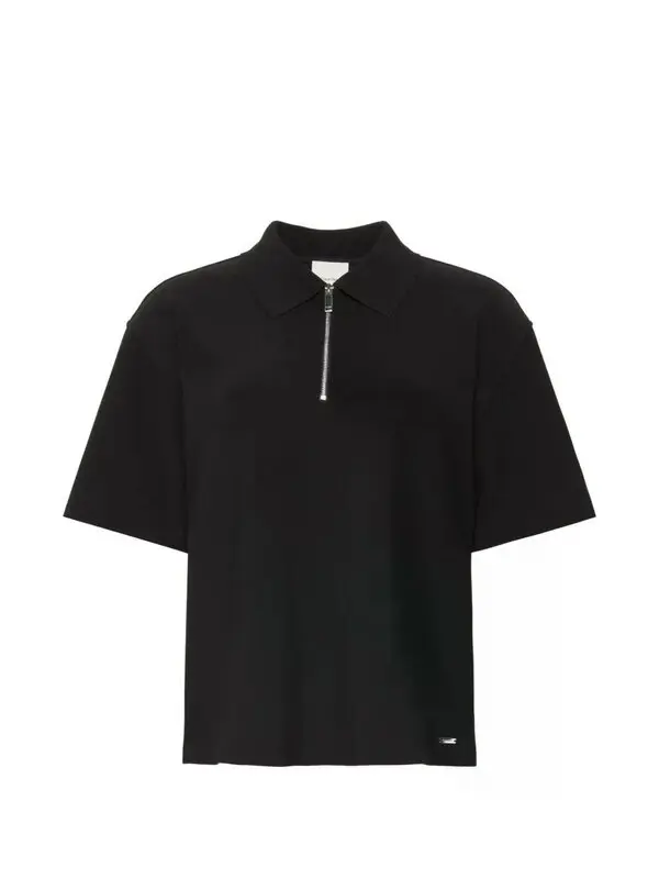 Calvin Klein Zip-fastening Polo-collar Top With Piqué Texture