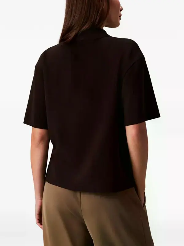 Calvin Klein Zip-fastening Polo-collar Top With Piqué Texture