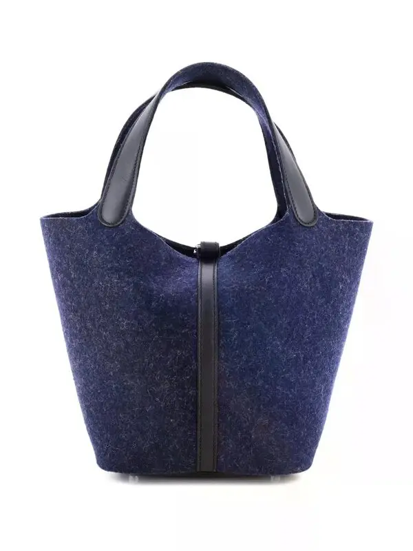 Hermès Picotin Lock Bag Felt With Leather Mm Bucket Bag - Black