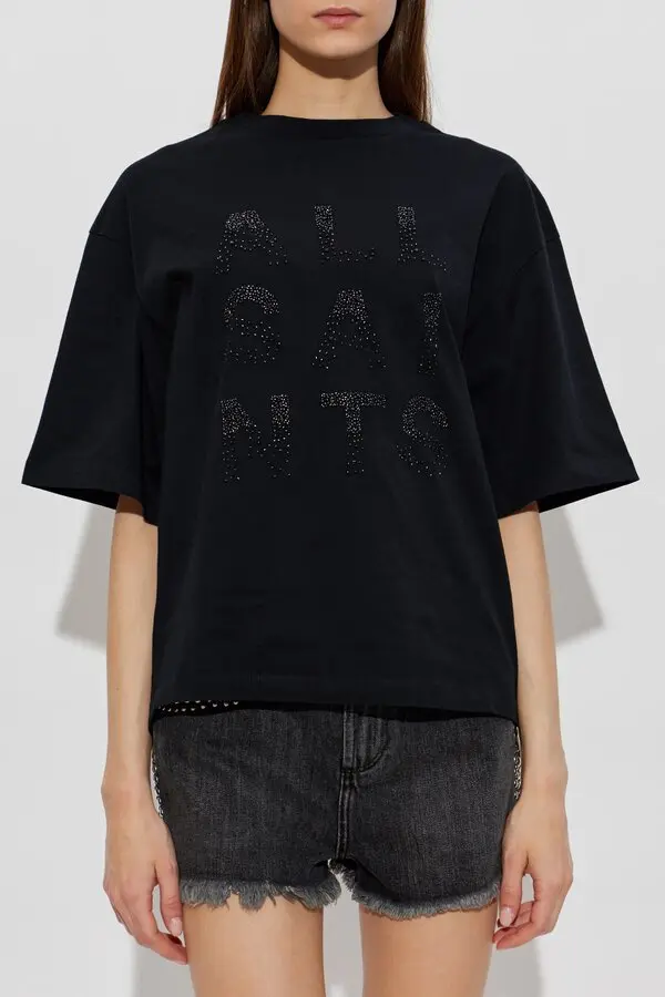 ALLSAINTS Stacks Amelie' Embellished T-shirt - Black