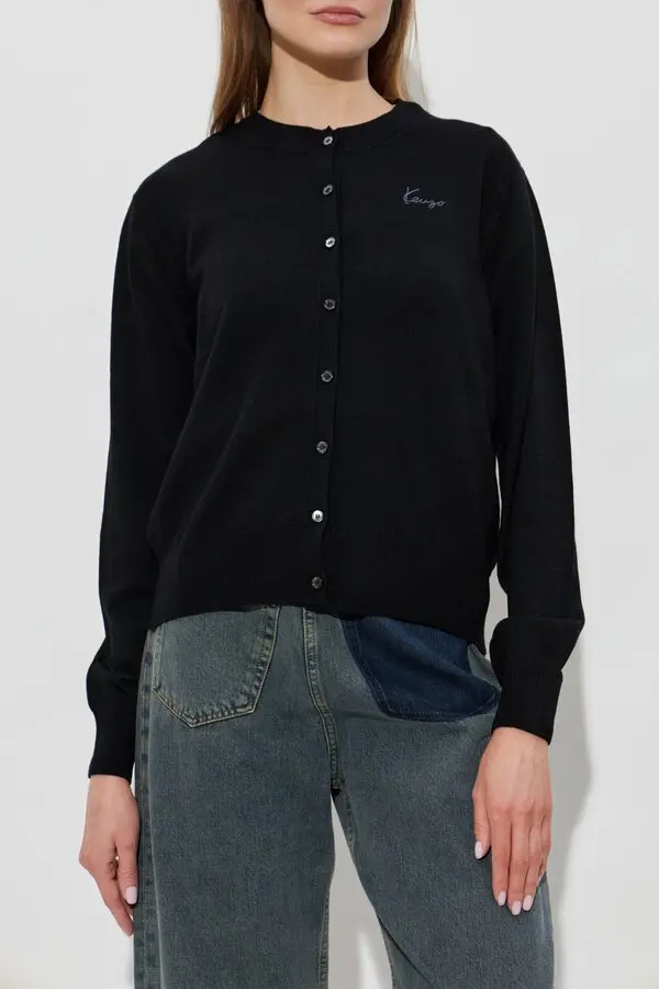 Kenzo Embroidered Logo Wool Cardigan