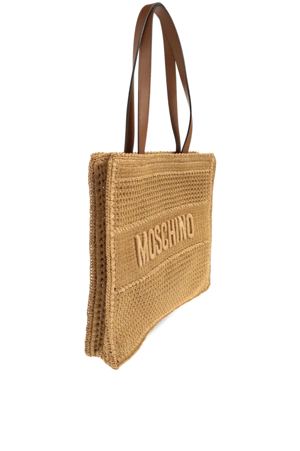 Moschino Shopper Bag With Embossed Logo - Beige