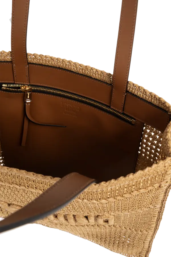 Moschino Shopper Bag With Embossed Logo - Beige