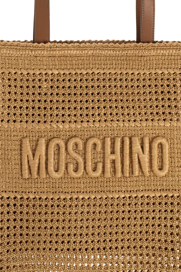 Moschino Shopper Bag With Embossed Logo - Beige