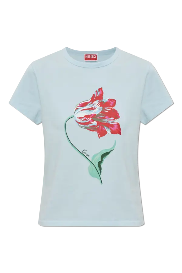 Kenzo Tulip Graphic" Cotton Knit T-shirt - Blue
