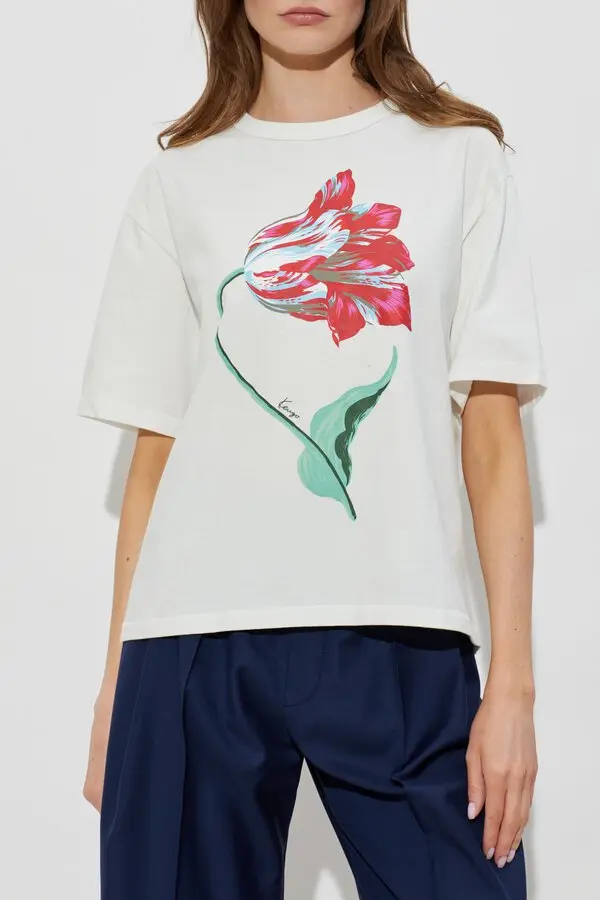 Kenzo Cotton T-shirt With Tulip Print