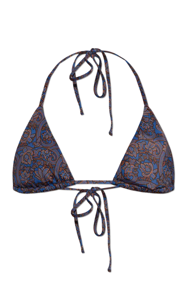 Matteau Paisley Floral Triangle Bikini Top - Navy Blue