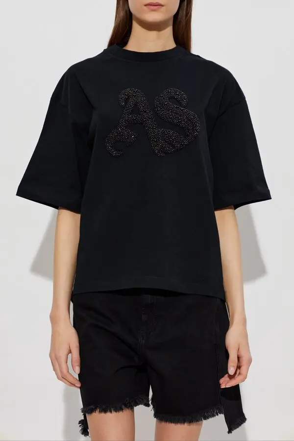 ALLSAINTS As" Crystal Appliqué Oversized T-shirt