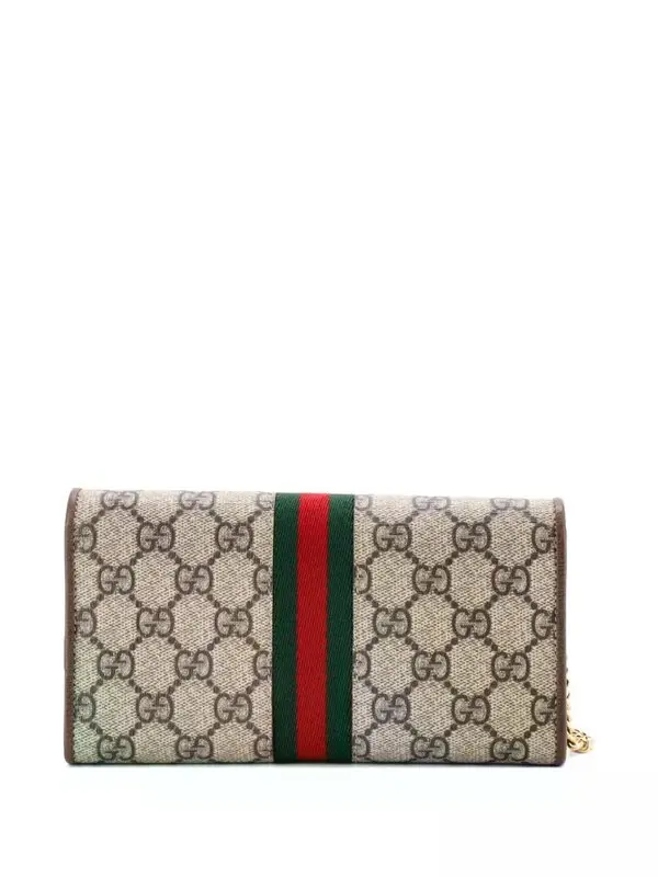 Gucci Ophidia Chain Wallet Gg Coated Canvas Crossbody Bag - Brown