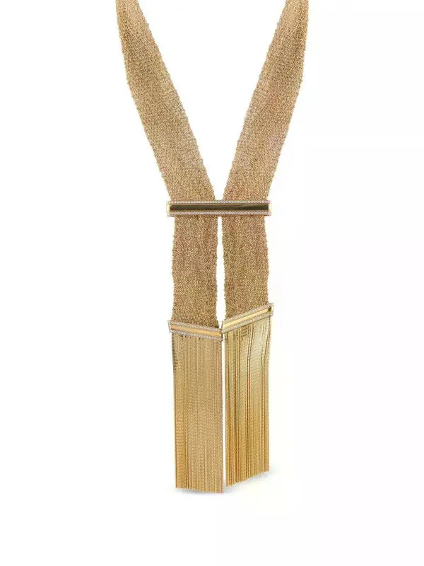 Boucheron 18k Yellow Diamond Tasseled Mesh Necklace - Gold