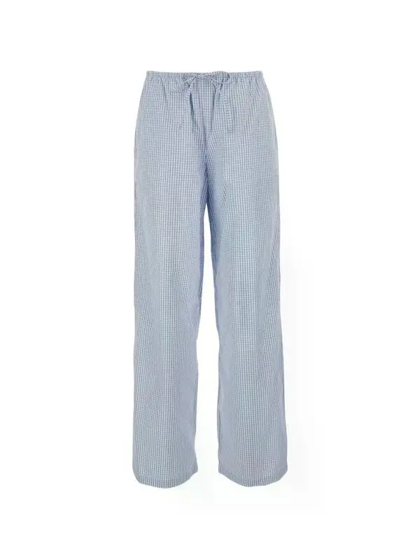 DUNST Check-pattern Drawstring Trousers - Blue