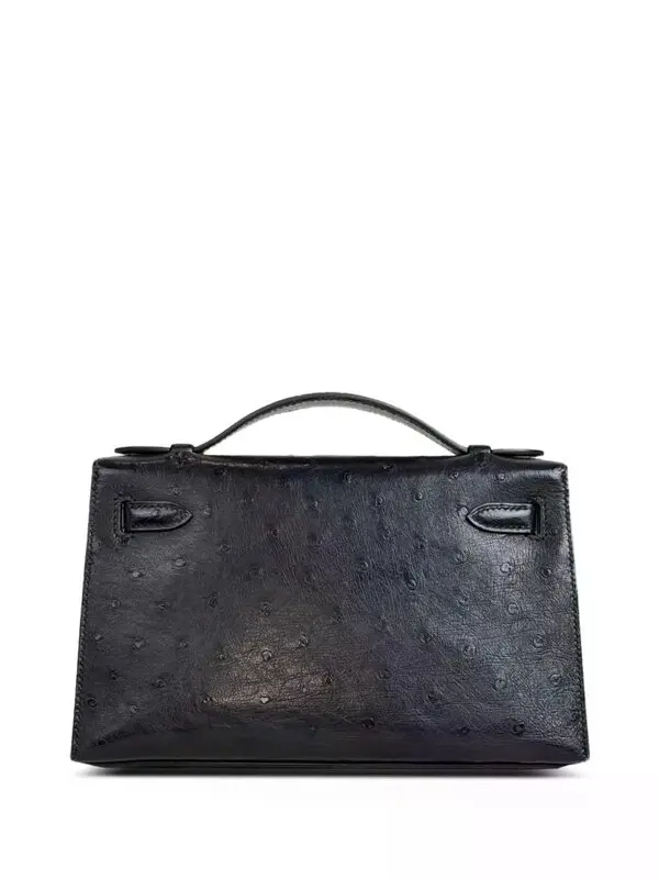 Hermès Kelly Pochette Ostrich Leather Clutch Bag - Black
