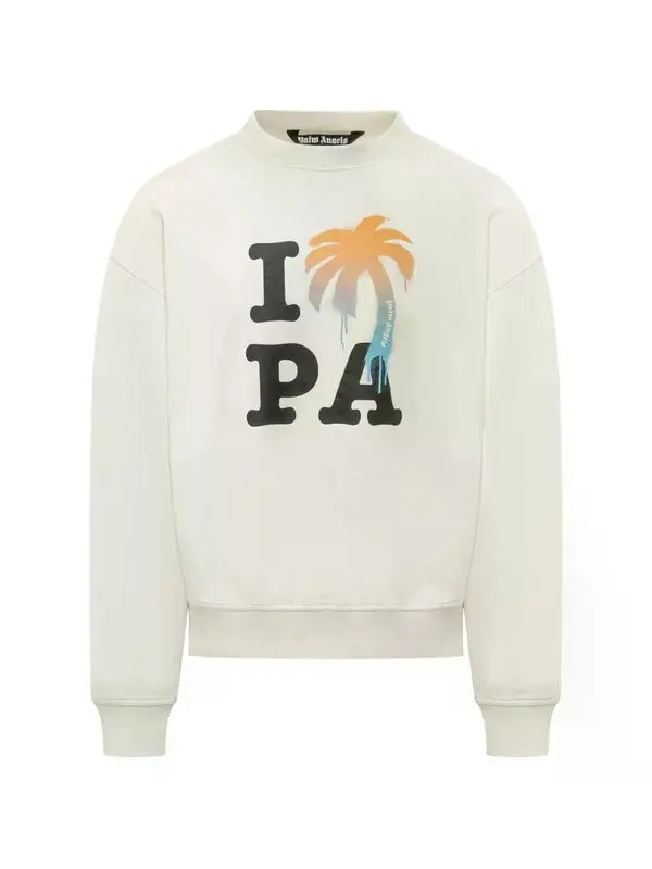 Palm Angels I Love Pa" Printed Crewneck Sweatshirt - Neutrals