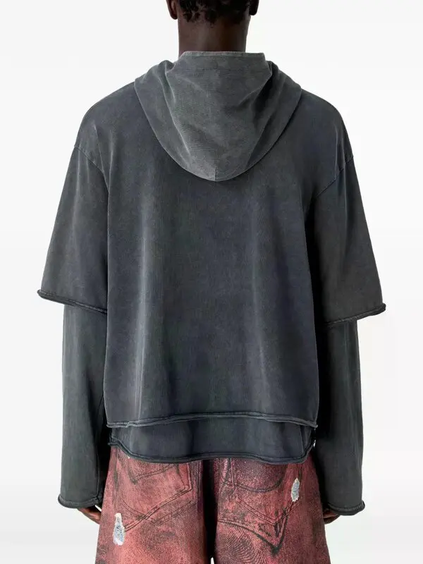 Camper Layered Hoodie With Raw-cut Hem - Grey