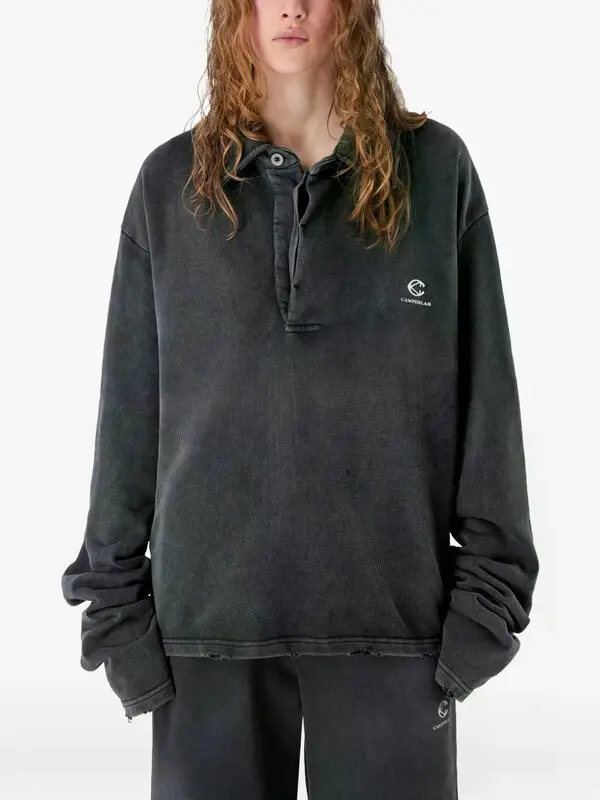 Camper Distressed Logo Collared Sweatshirt
