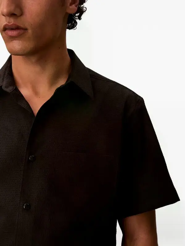 Calvin Klein Seersucker-textured Short-sleeve Shirt - Black