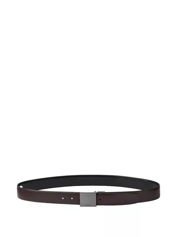 Calvin Klein Plaque Grained Leather Belt - Brown