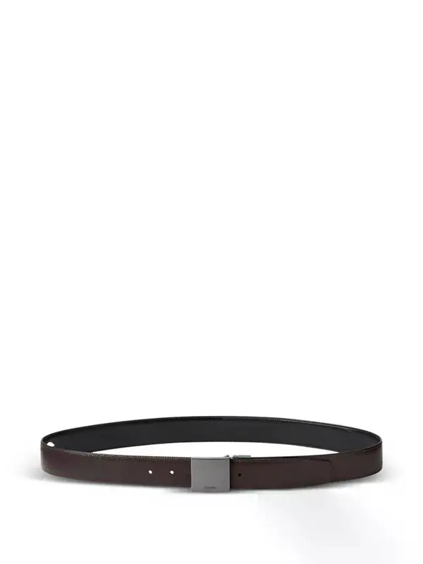 Calvin Klein Plaque Grained Leather Belt - Brown