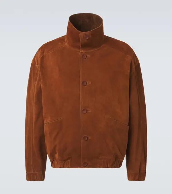 Zegna Suede Bomber Jacket - Brown