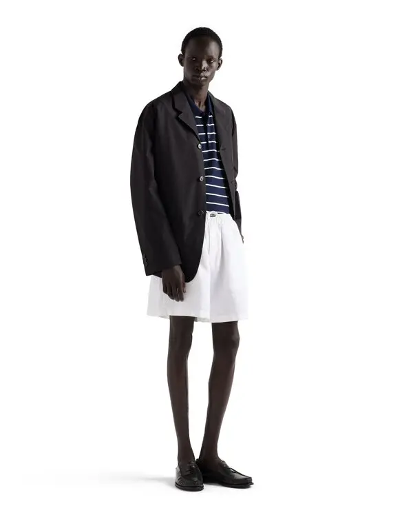Prada Short-sleeved Striped Cotton Polo Shirt - Blue