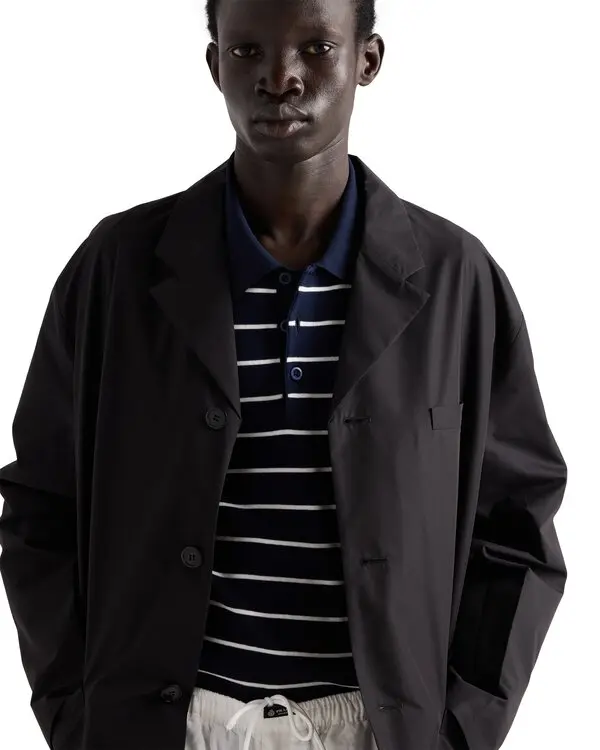 Prada Short-sleeved Striped Cotton Polo Shirt - Blue