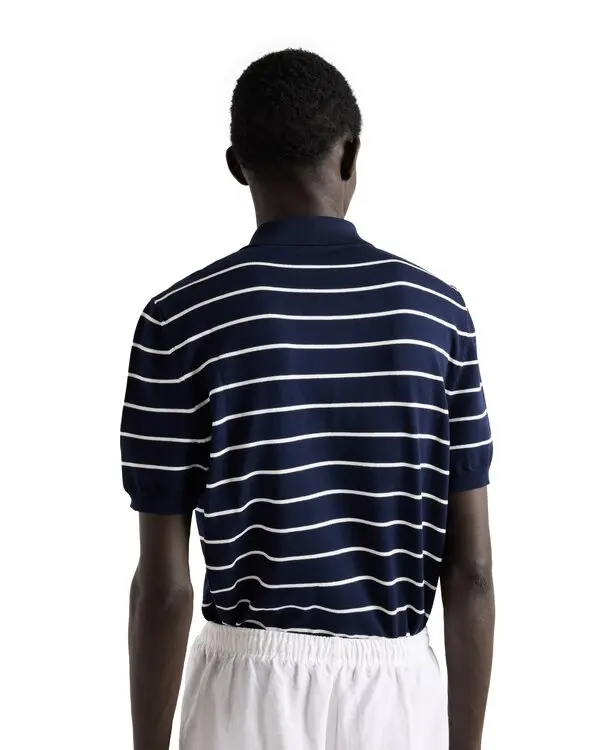 Prada Short-sleeved Striped Cotton Polo Shirt - Blue