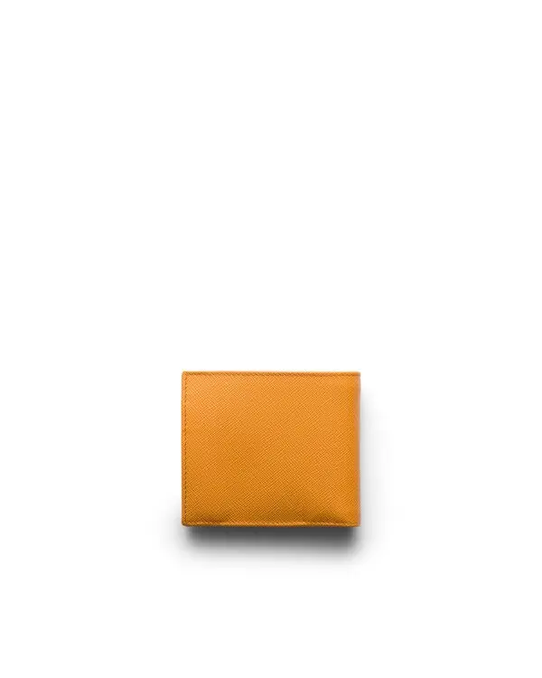 Prada Saffiano Leather Wallet With Coin Purse - Orange